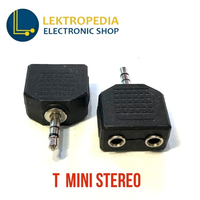 Jual T mini stereo jack 3,5mm Cabang Splitter Y 2 female to 1 male ...