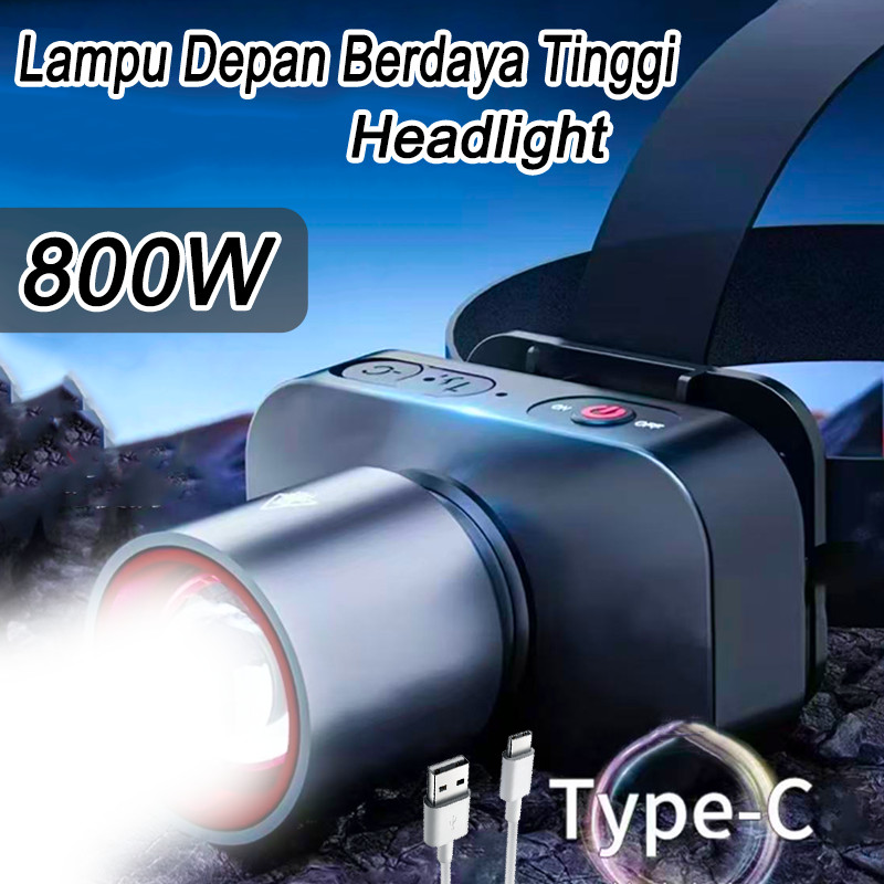 Jual 【YMJR】2025 New Hitam Senter Kepala Cahaya Maksimal Plus RechargePro USB-C Senter Kepala ...