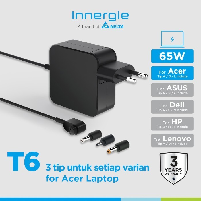 Jual INNERGIE Laptop Charger T6 65W 45W for Acer | Shopee Indonesia