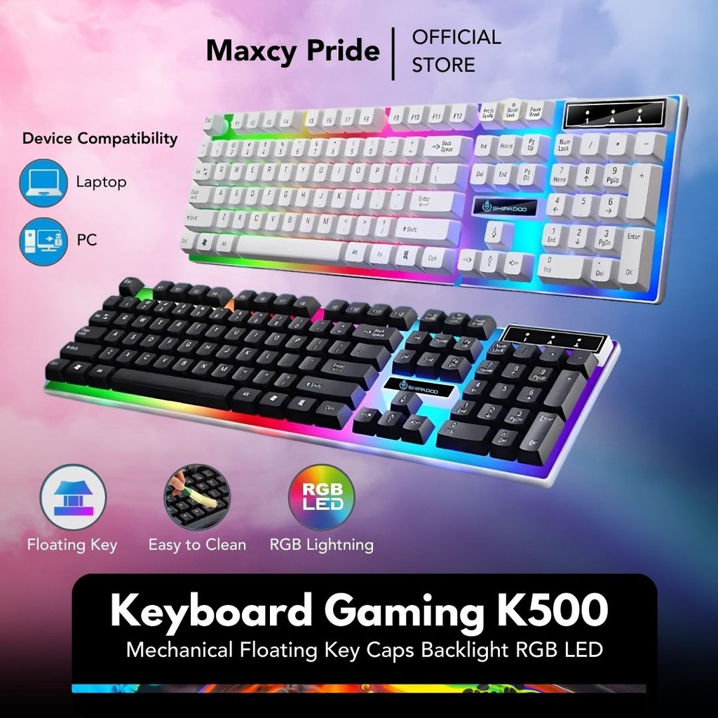 Jual Keyboard Gaming Semi Mechanical RGB K500 Murah dengan Lampu RGB ...