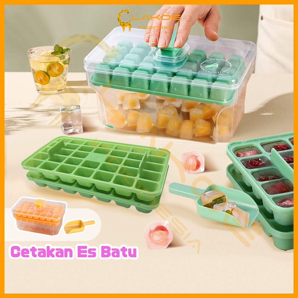 Jual LAKOE Cetakan Es Batu 32 Grid Tempat Es Batu Dengan Tutup Ice Cube ...