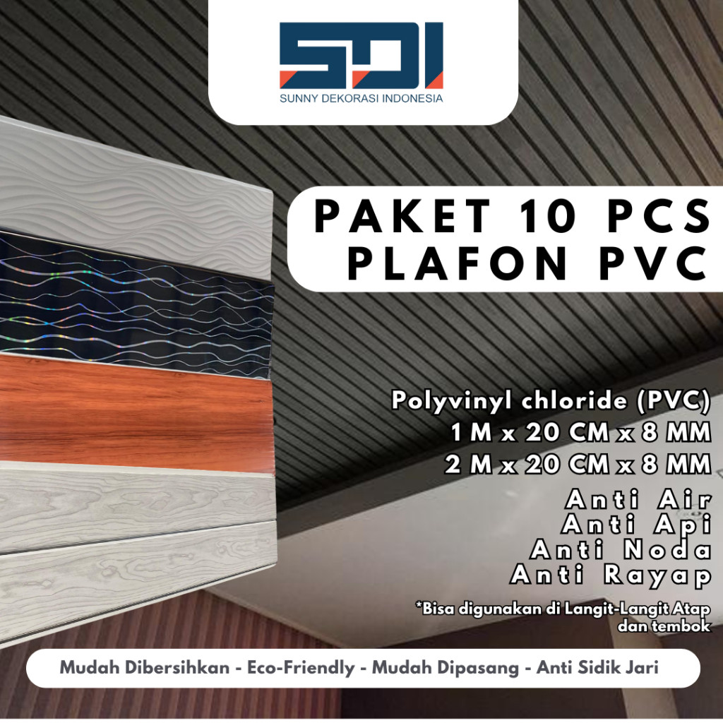 Jual PAKET 10 PCS PLAFON PVC UKURAN 1 M TEBAL 8MM MINIMALIS MEWAH DAN ...