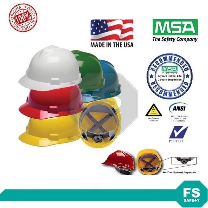 Jual Helm Safety Proyek MSA V-Gard Fas Trac Suspension Original - Putih ...