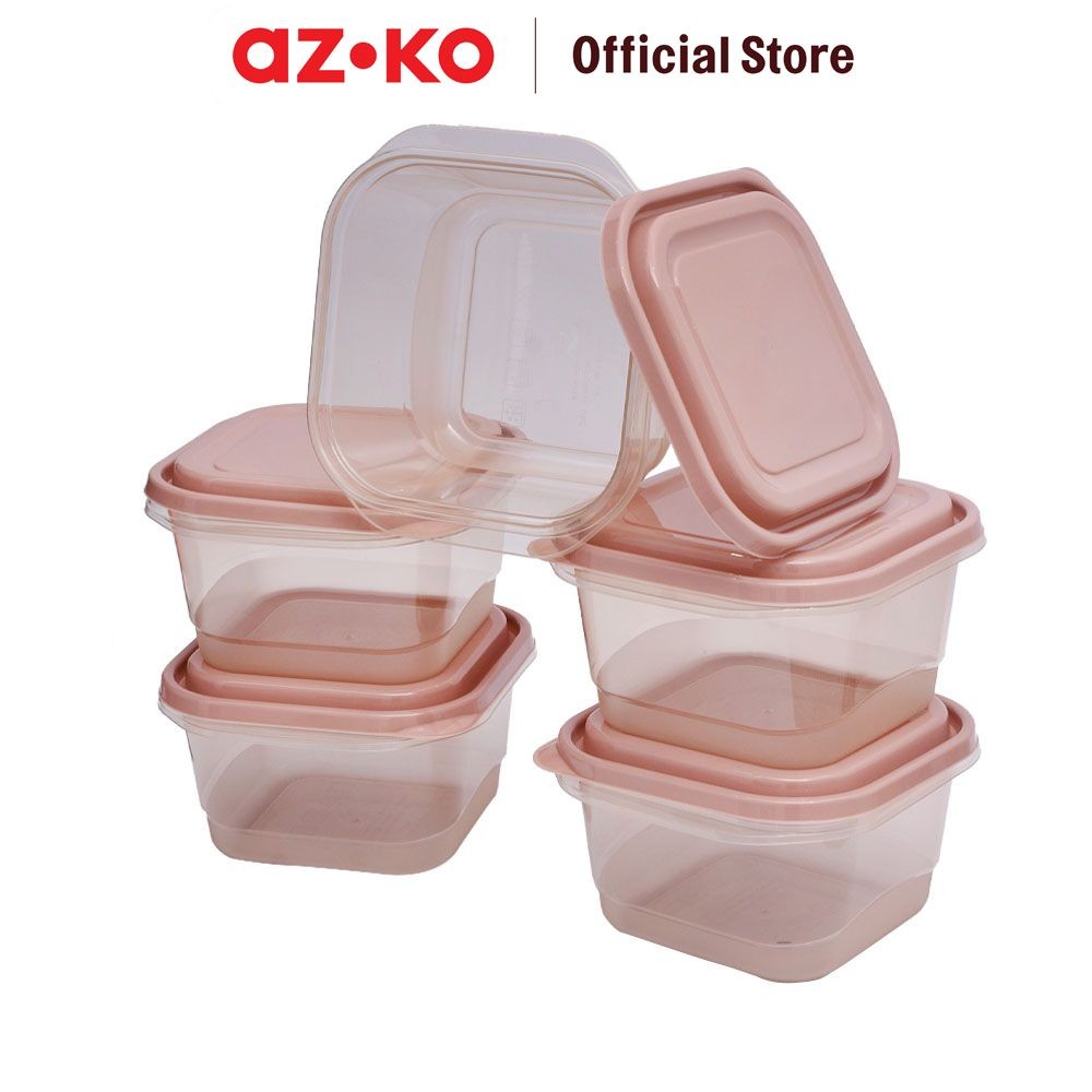 Jual AZKO Kris 1 ltr Set 5 Pcs Milly Wadah Makanan Square - Pink Coral ...
