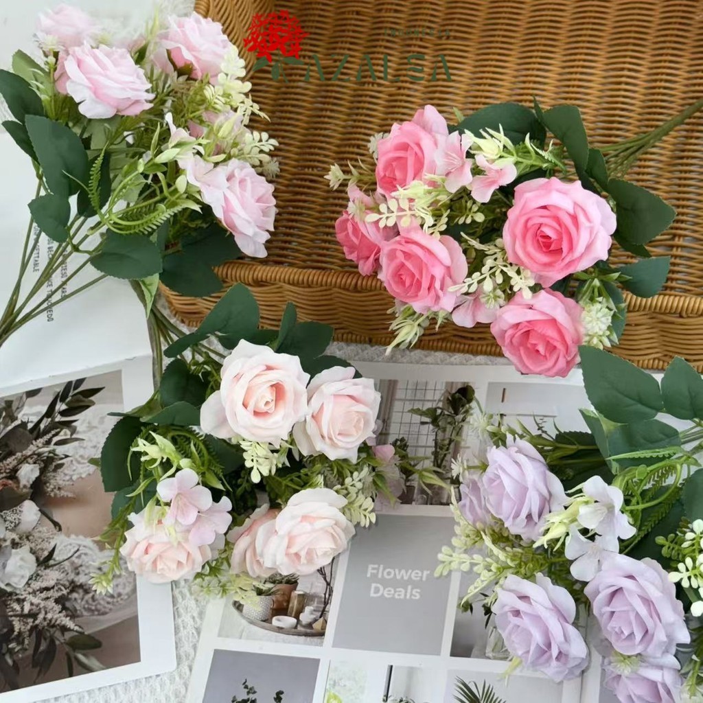 Jual AZALEA - Bouquet bunga BKT 1016 FEN 7Cbg Bunga Mawar Artifisial ...