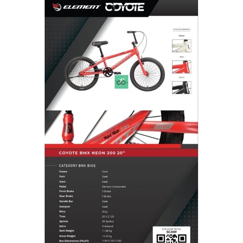 Jual Sepeda BMX 20" Element Coyote Neon 200 20" TERBARU | Shopee Indonesia