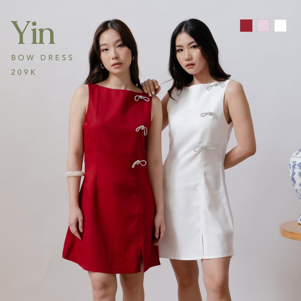 Jual Yin Bow Dress -- Ocha Wear | Elegant Dress Wanita | Semi Formal ...
