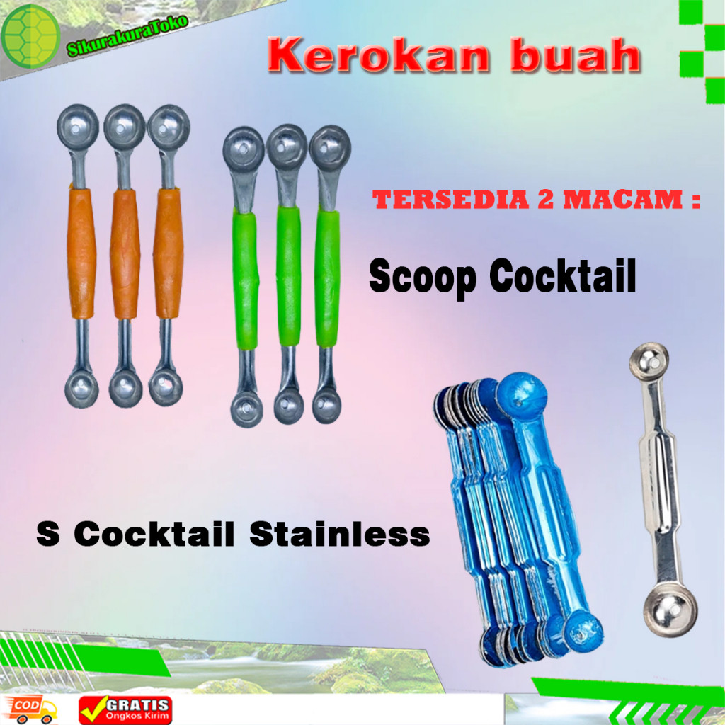 Jual (Skr) Kerokan Buah Scoop Koktail Cocktail cetakan sendok serok ...