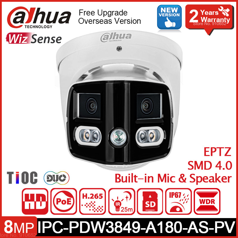Jual Dahua IPC-PDW3849-A180-AS-PV 2x4MP Lens Max 8MP EPTZ SMD 4.0 Built-in Mic & Speaker TiOC IR ...