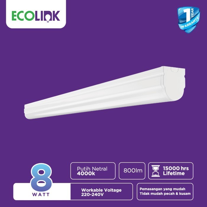 Jual Lampu Neon TL Batten LED Ecolink Eco Link 8W 8Watt 8 Watt 60cm 60 ...