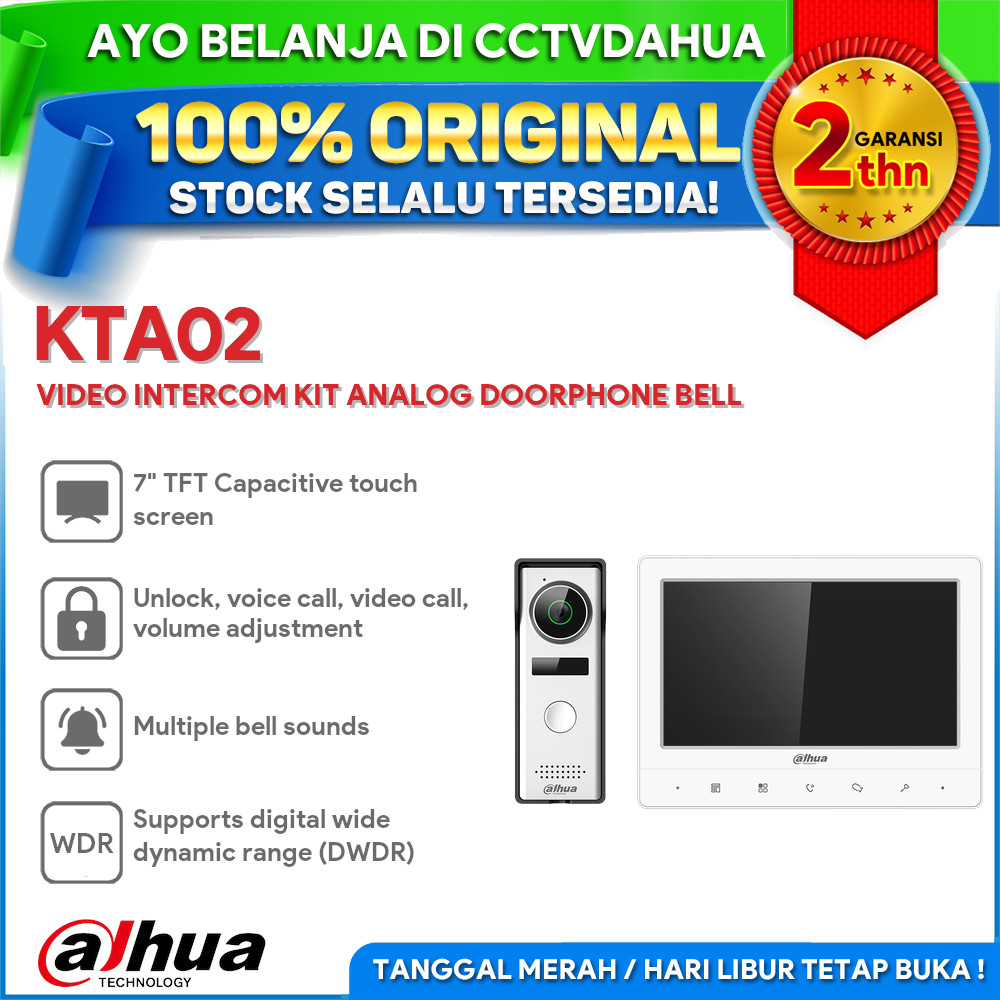 Jual DAHUA KTA02 VIDEO INTERCOM KIT ANALOG DOORPHONE BELL | Shopee ...