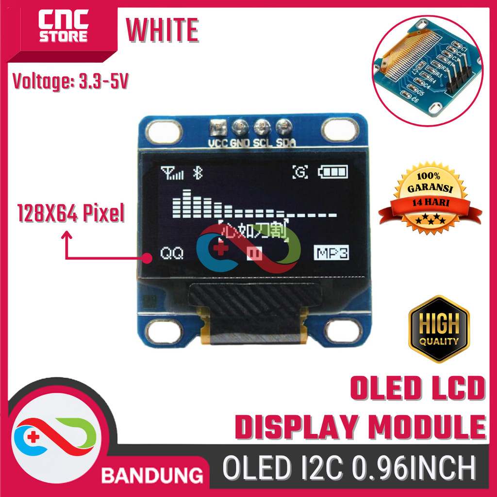 Jual OLED White Putih 0.96 Inch I2C IIC 128x64 Display Module LCD – Layar OLED untuk Arduino dan ...
