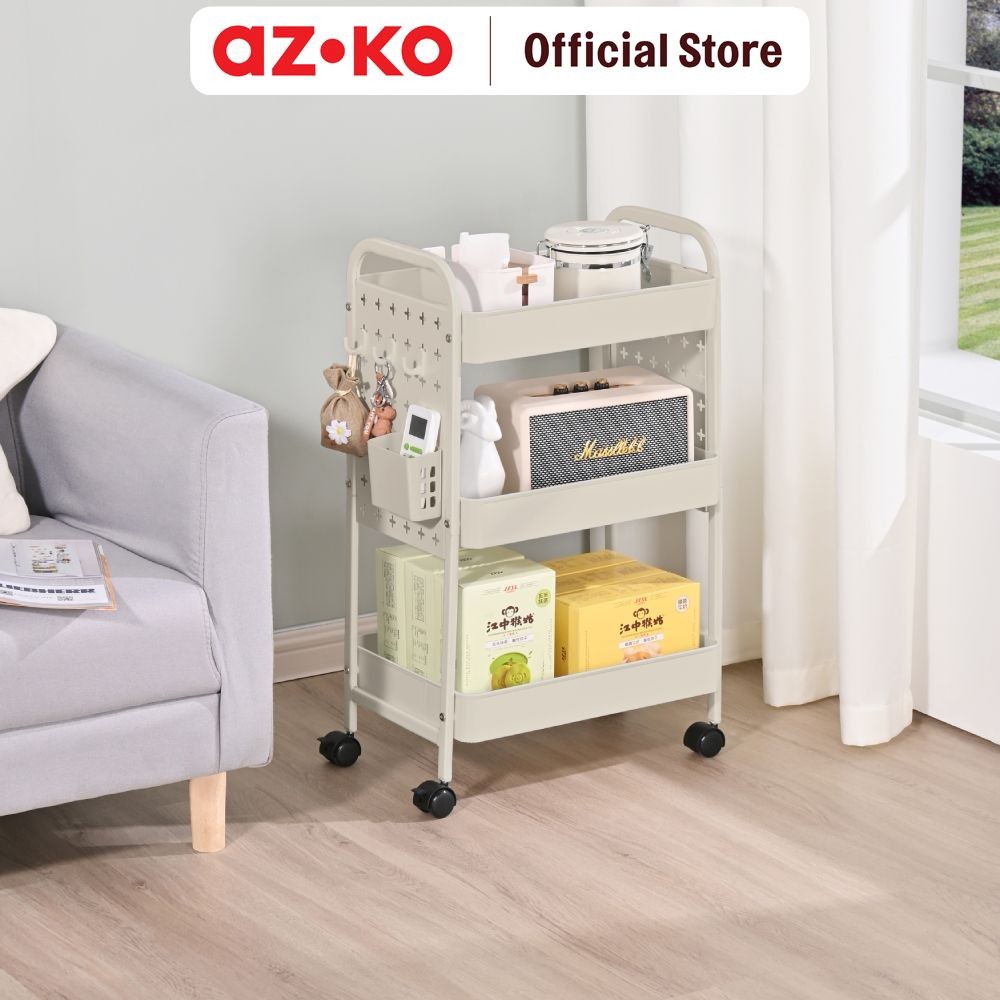 Jual AZKO Stora Rak Troli 3 Tingkat Dengan Pegboard - Putih Tempat ...