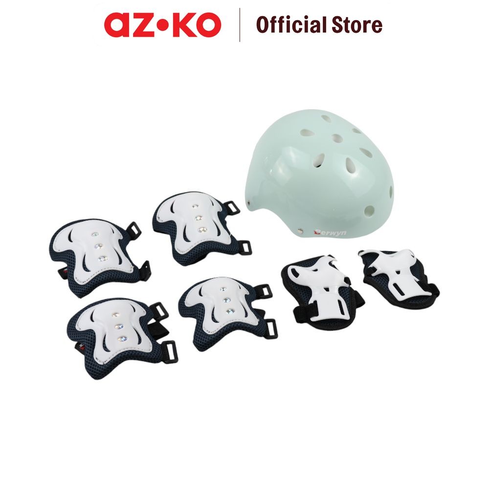 Jual AZKO Berwyn Set Helm & Deker Pelindung - Biru/Hijau Perlengkapan ...