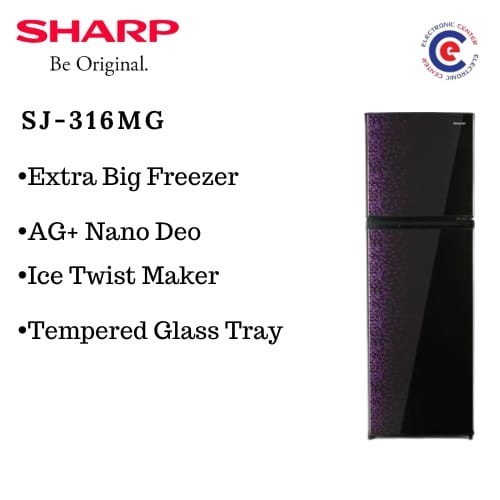 Jual Kulkas 2 Pintu Sharp SJ-316 MG-GR/GB No Frost & Low Watt | Shopee ...