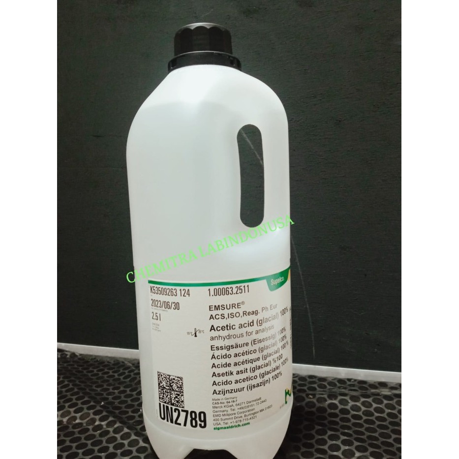 Jual MERCK 100063 Acetic acid glacial cap. 2,5 liter (botol plastik ...