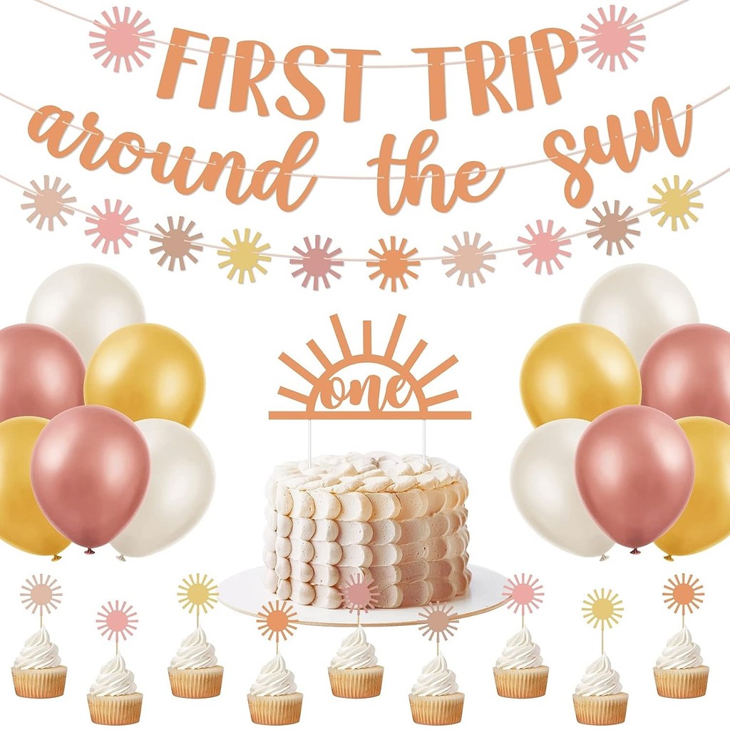 Jual First Trip Around The Sun Birthday Decorations Boho Sun 1st ...