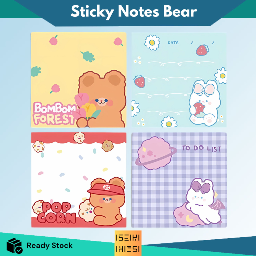 Jual ISEIKI | Sticky Notes Karakter Animal Bear Rabbit Lucu Kertas ...