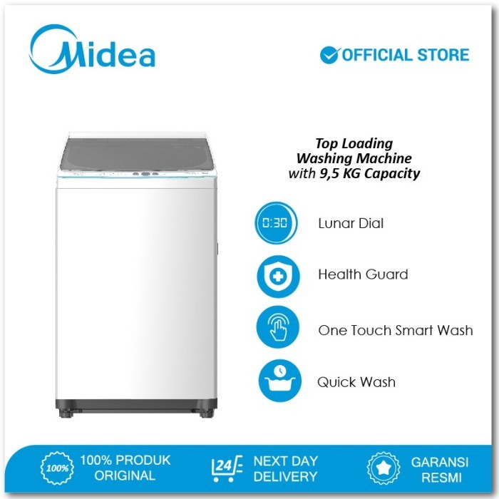 Jual Midea Top Load Washing Machine 9.5kg - MA100W95 - One Touch Smart ...