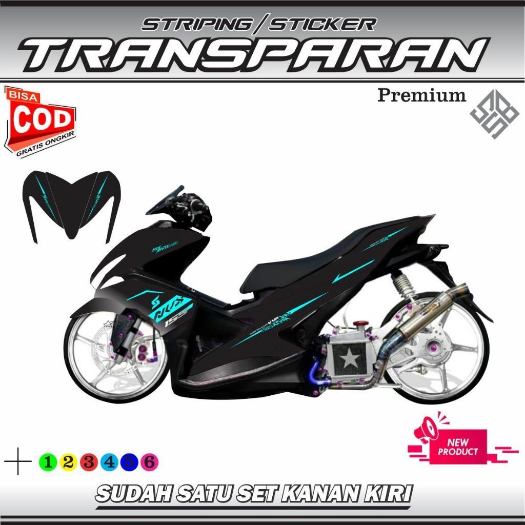 Jual VARIASI MOTIF KEREN Striping Transparan Uv Sticker Aerox Old Lama ...
