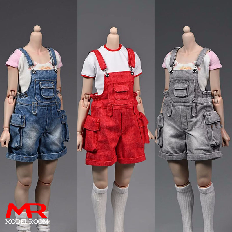 Jual 1/6 Scale Female Cowboy Workwear Overalls Shorts Clothes Model Fit ...