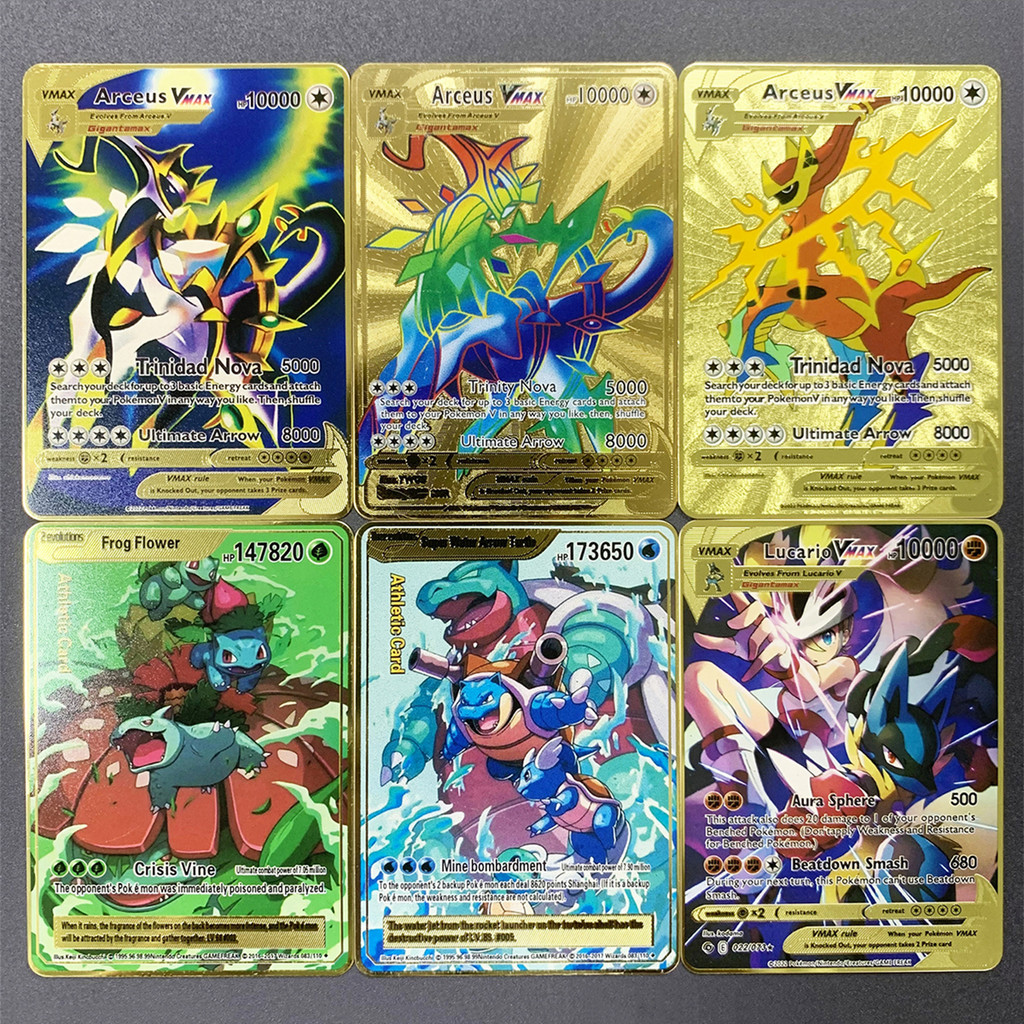 Jual 10000 Arceus Vmax DIY Golden Pokemon Metal Cards English in Iron ...