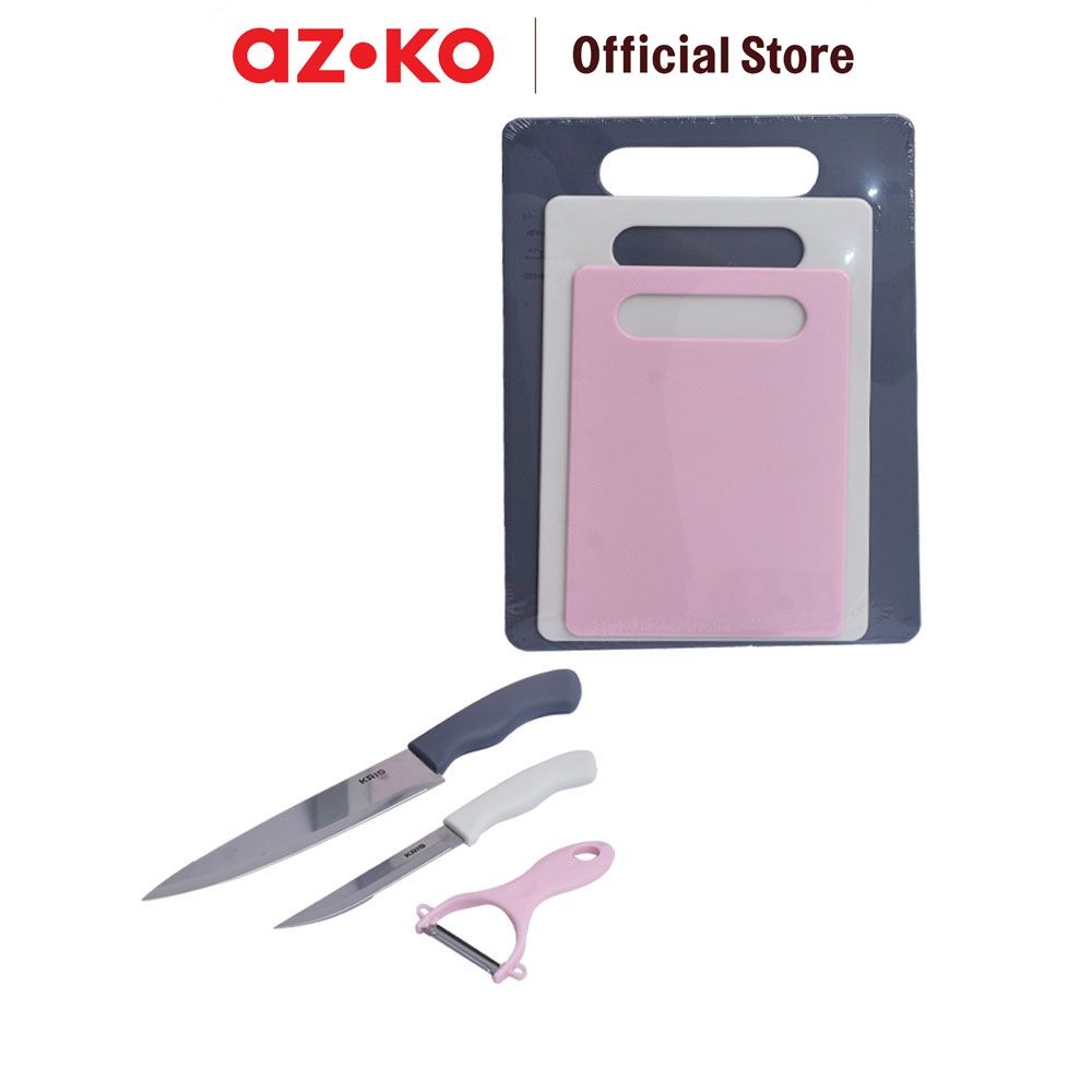 Jual AZKO Kris Set 6 Pcs Pisau Dapur Dengan Talenan - Ungu Lavender ...