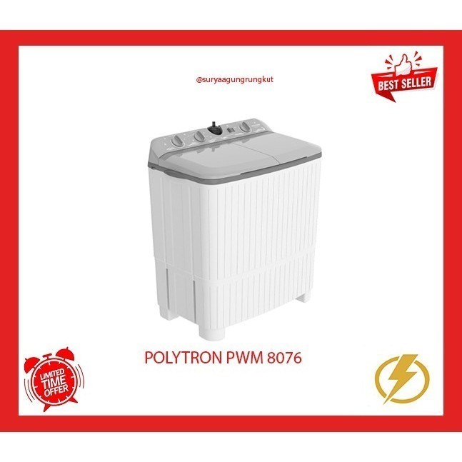 Jual MESIN CUCI POLYTRON DUA TABUNG 8 KG 220 WATT - PWM 8076 | Shopee ...