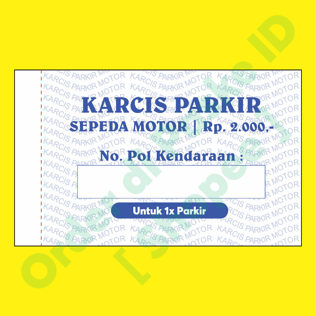 Jual Promo KARCIS PARKIR ISI 100 LEMBAR DAN 50 LEMBAR UKURAN -/+ 6X10 ...