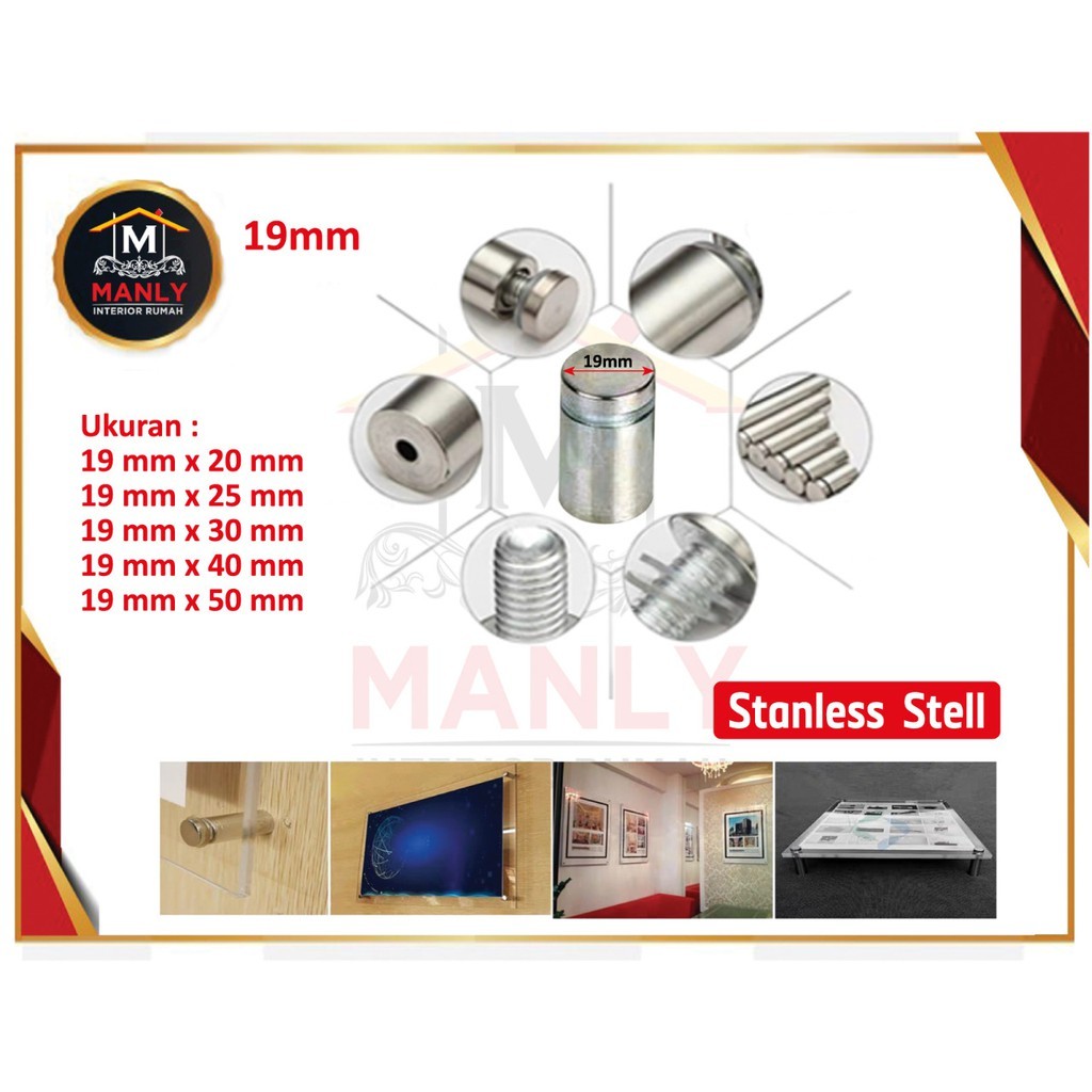 Jual Pen Iklan 19 mm / Pen Baut Iklan Kaca Akrilik Sign Board Stainless ...