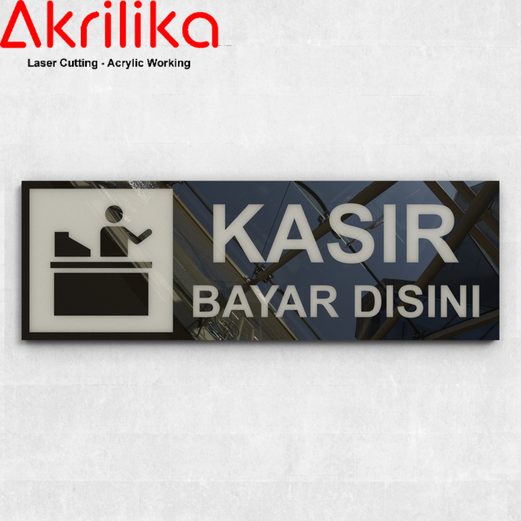 Jual AKRILIK SIGN/SIGNAGE "KASIR BAYAR DISINI" 30X10CM MINIMALIS ...