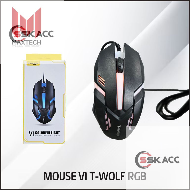 Jual Mouse gaming t-wolf wired usb optical 1.5G 1200dpi led for pc ...