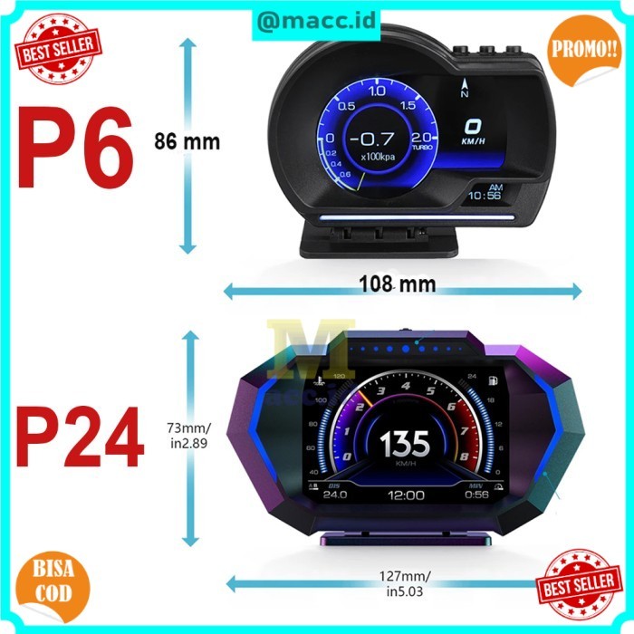 Jual Head Up Display HUD P6 P24 Smart Gauge Dual Chip OBD GPS ECU DTC ...