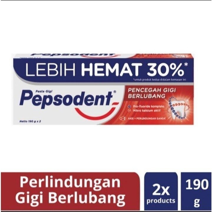 Jual PEPSODENT MERAH 2 KOTAK / 4 TUBE ( 1 KOTAK ISI 2PCS) UKURAN ...