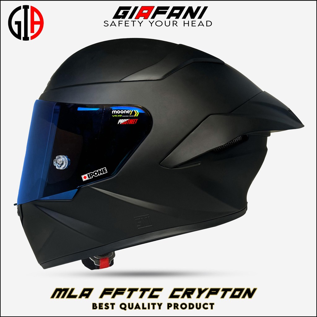 Jual Helm MLA TTC Crypton Hitam Dof Kaca Biru | Helm Full Face Paket ...