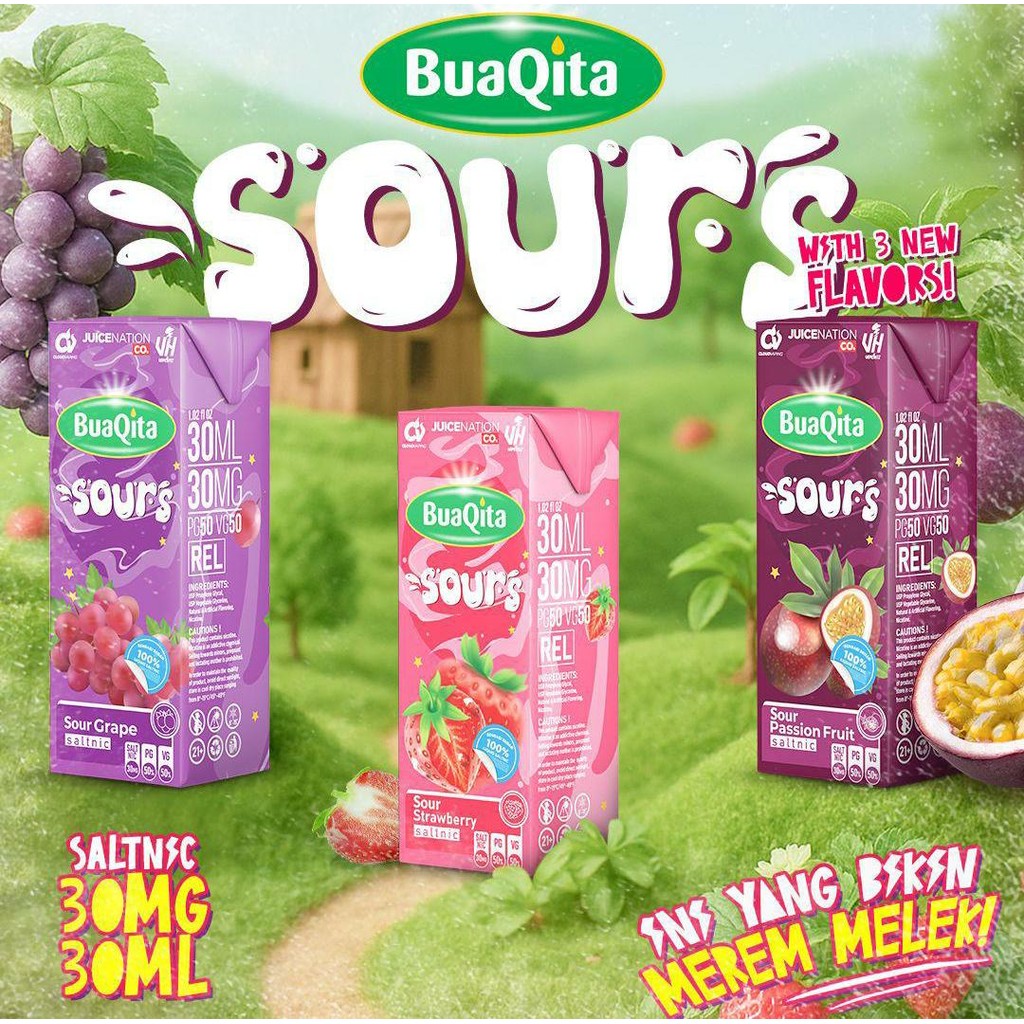 Jual [SALT] BUAQITA SOUR'S SOUR STRAWBERRY SALT 30ML 30MG BY JUICENATION | Shopee Indonesia