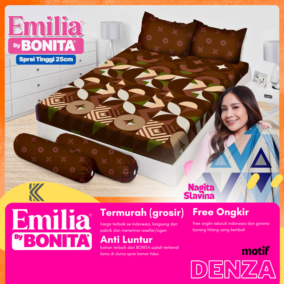 Jual Sprei Emilia Bonita Motif Denza King Queen 180x200 160x200 Premium ...