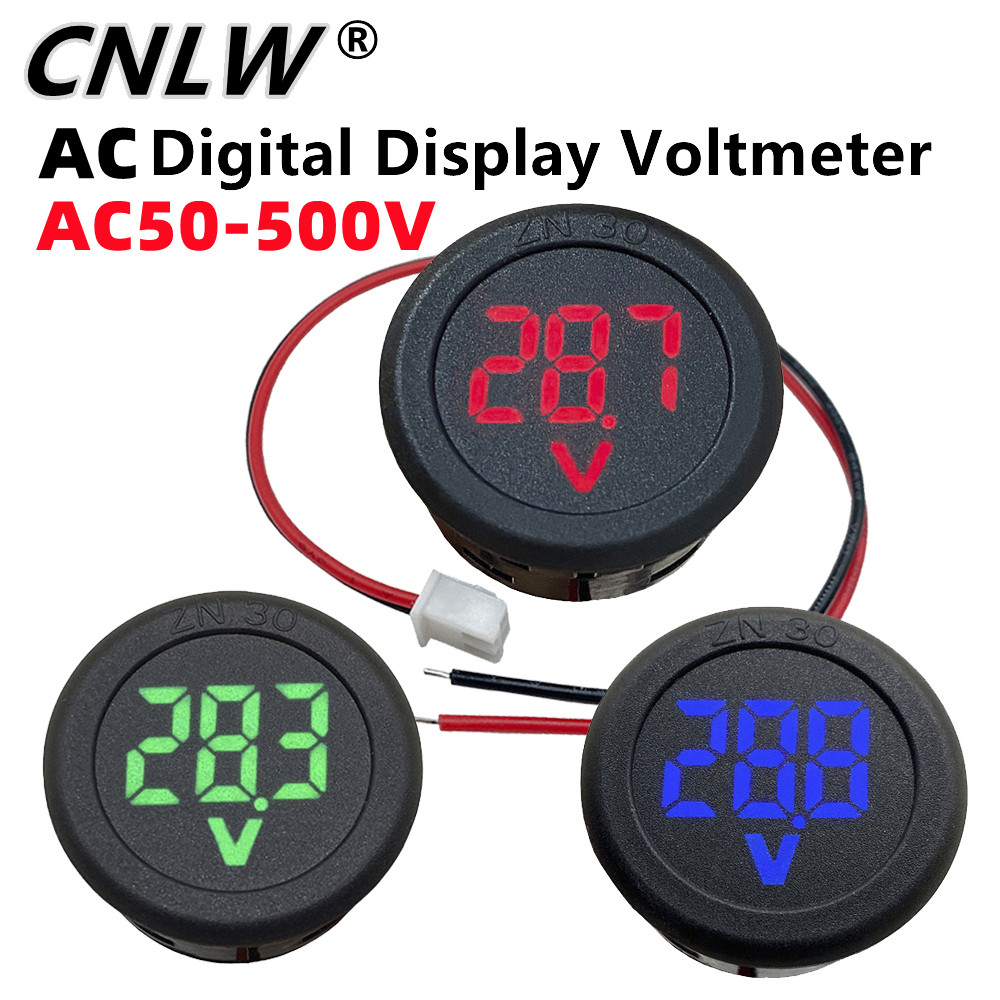 Jual AC50-500V LED Round Voltmeter Digital Display DC Digital Car ...