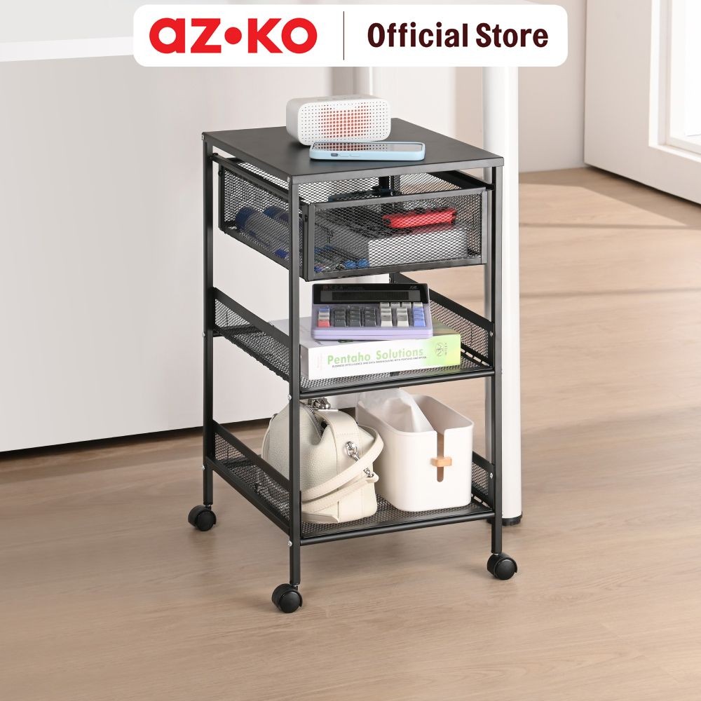 Jual AZKO Stora Rak Troli Kantor 3 Tingkat - Hitam Tempat Penyimpanan ...
