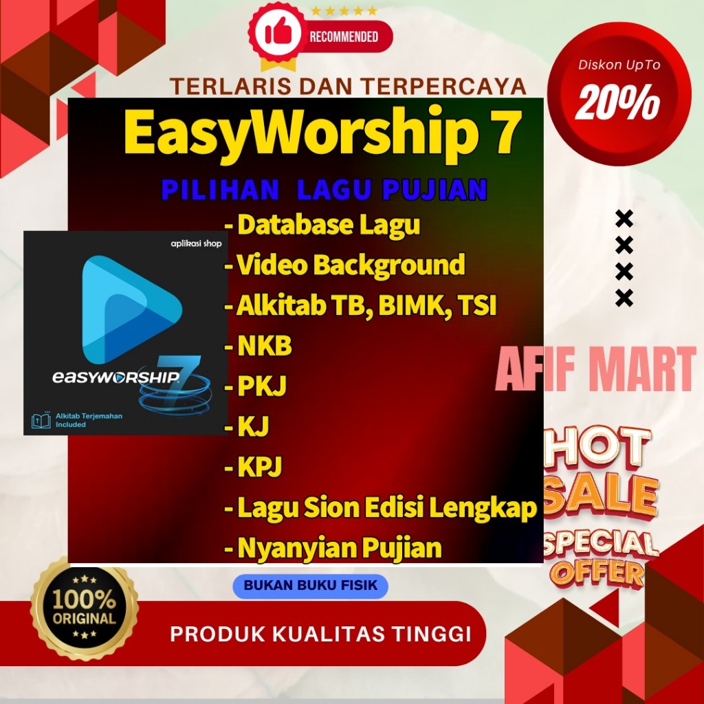 Jual EASYWORSHIP 7 (TERBARU) + Database Lagu + Video Background + Alkitab Aplikasi Gereja Easy ...
