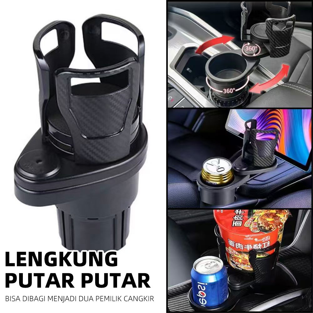 Jual Tempat Minuman Mobil Car Cup Holder 2 in 1 360° Rotatable Tempat ...