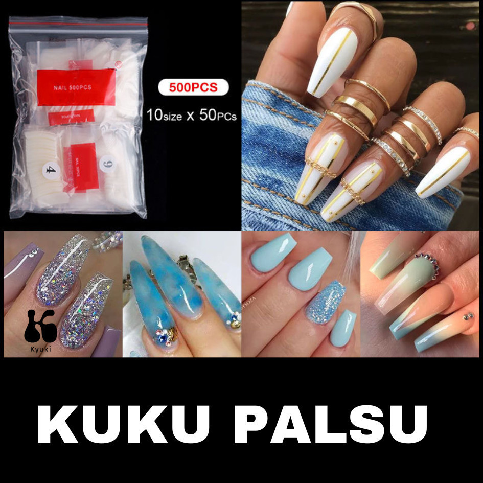 Jual SET KUKU PALSU SATUAN bening dan putih 500 pcs / Fake Nails ...
