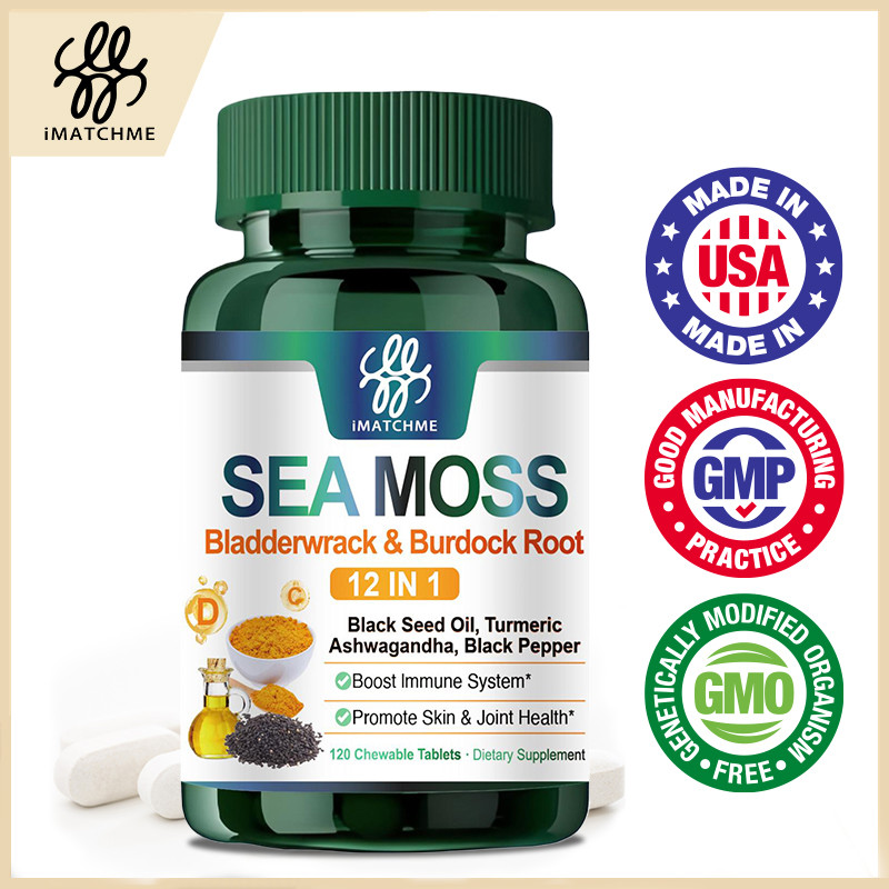 Jual iMATCHME Organic Sea Moss Chewable Tablets 12,900mg With Black ...