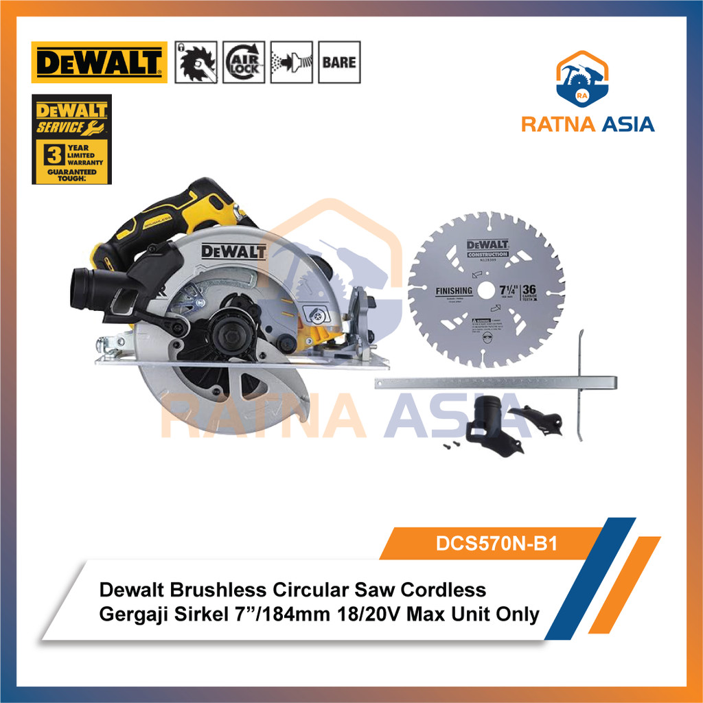 Jual Mesin Gergaji Sirkel Dewalt DCS570N-B1 Brushless Circular Saw 7 ...