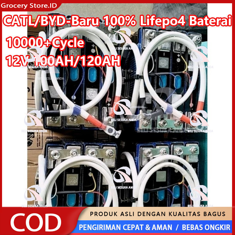 Jual 100% baterai baru 2025 CATL/BYD Battery Lifepo4 12v 120ah/100AH Battery Lifepo4 12v 120ah ...