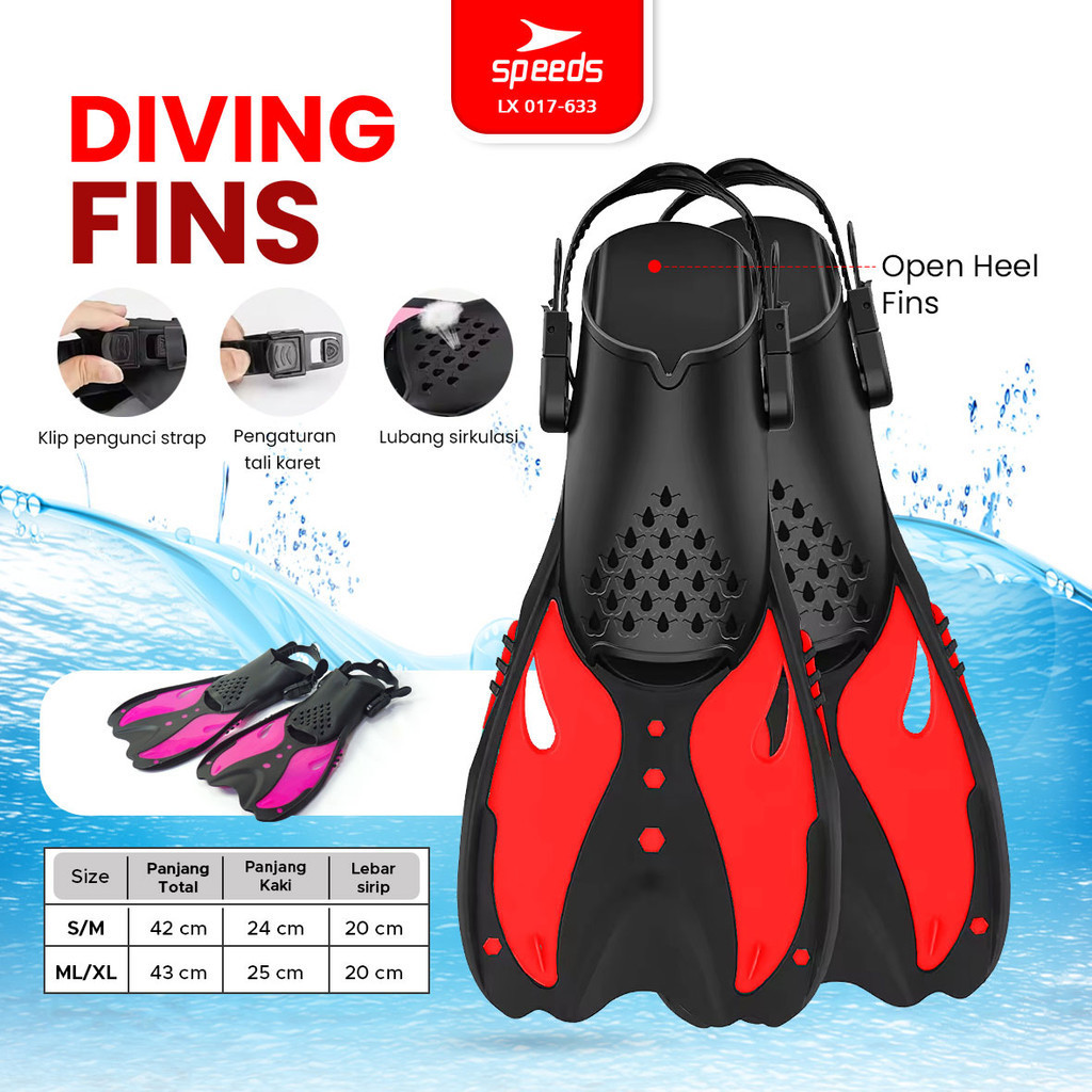 Jual SPEEDS Kaki Katak Diving Fins Perlengkapan Swim Renang Snorkeling ...