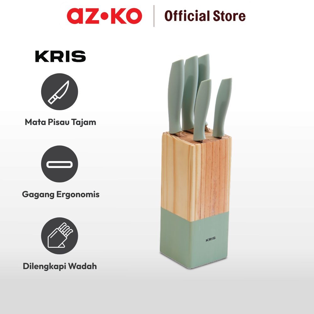 Jual AZKO Kris Set 6 Pcs Pisau Dapur Dengan Block Penyimpanan ...