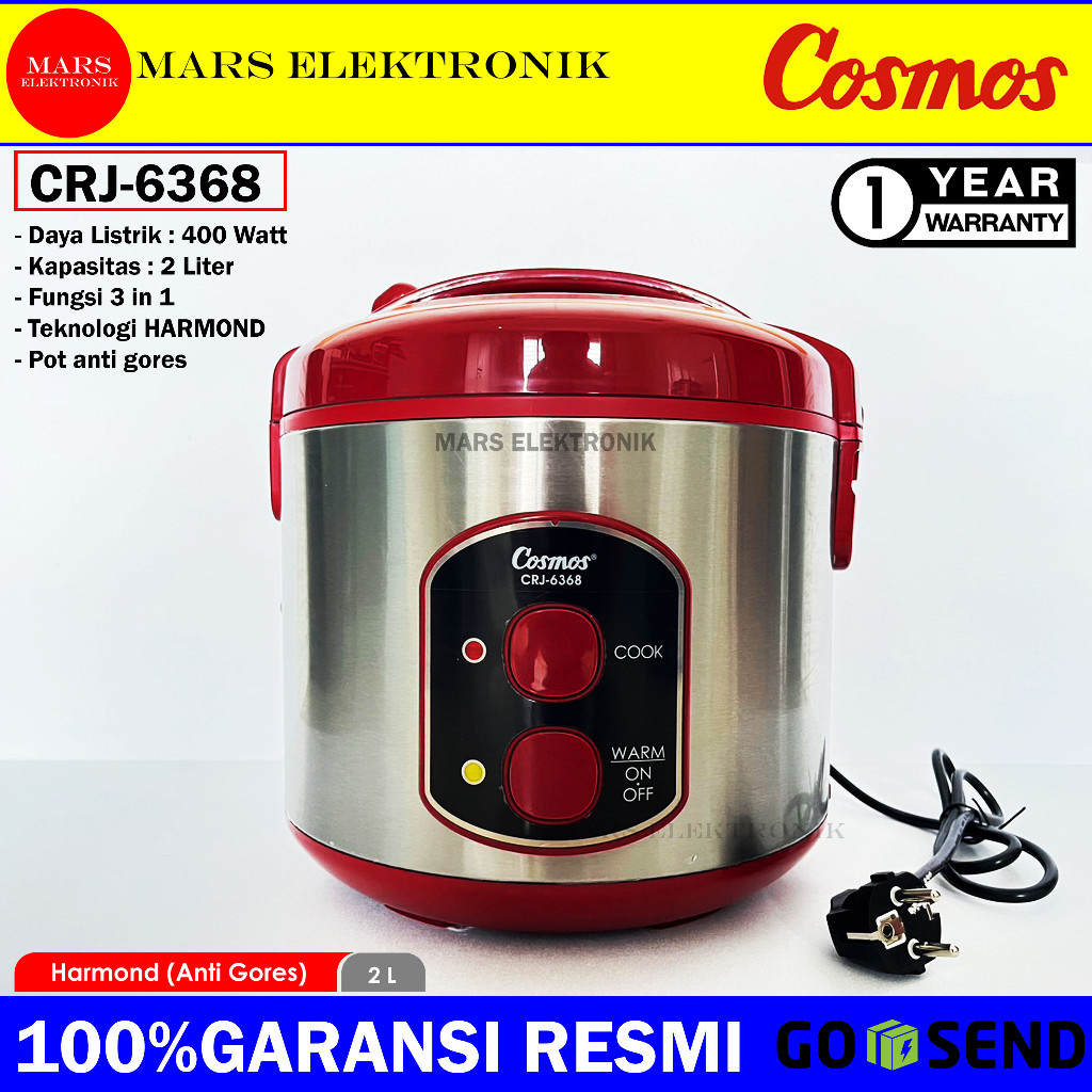 Jual RICE COOKER COSMOS CRJ-6368 - 2 LITER - POT HARMOND ANTI GORES ...