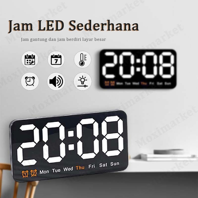 Jual Jam Digital LED Besar Tampilan Jelas Dinding Meja & Kalender/Jam ...