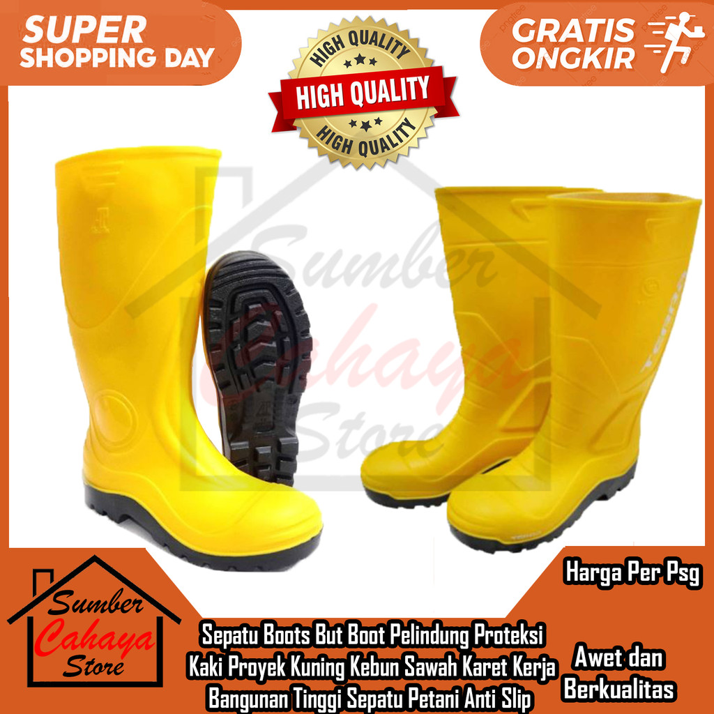 Jual Sepatu Boot Berkebun Sawah Bangunan Anti Air Boots Kerja Proyek ...